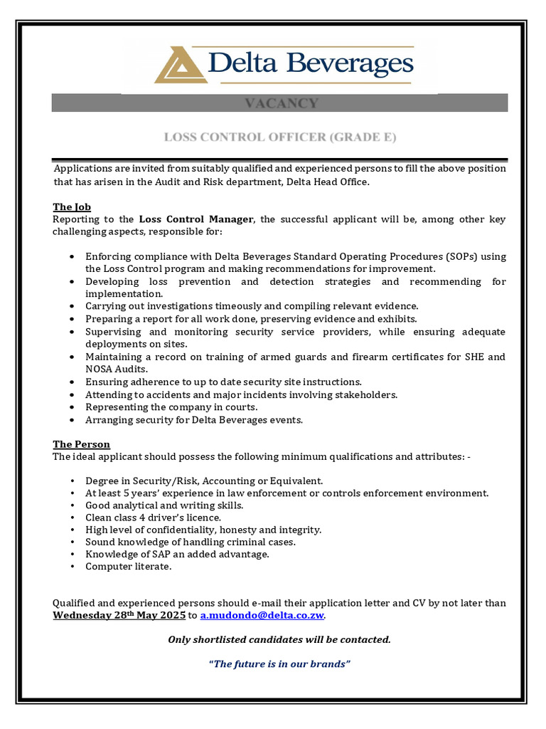 Loss Control Officer Job Vacancy | PDF