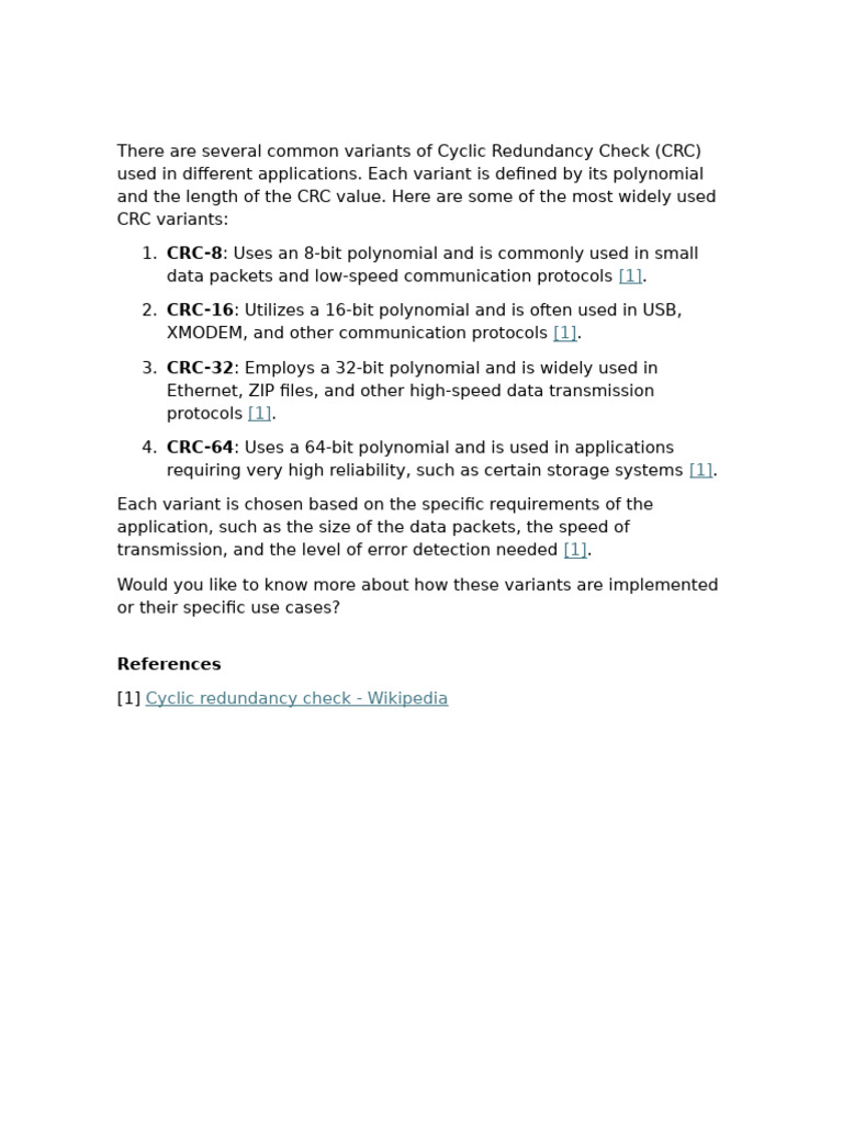 Common Variants of Cyclic Redundancy Check | PDF