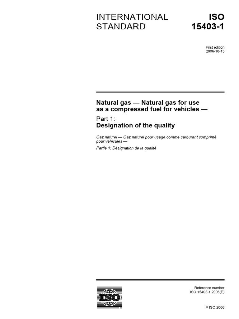 ISO 15403-1: Natural Gas Quality Standards | PDF | Natural Gas | Gases
