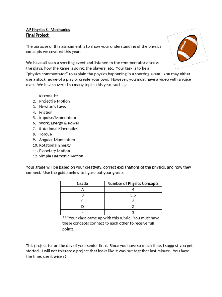 Physics Commentary in Sports Project | PDF