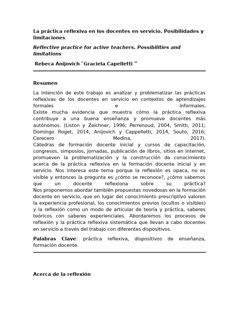 Práctica Reflexiva en Docentes: Retos y Oportunidades | PDF | Enseñando ...