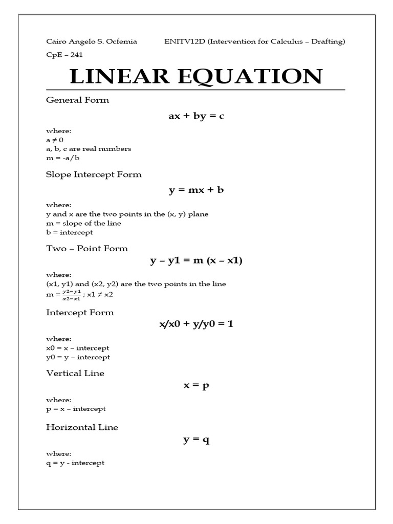 Linear Equation | PDF