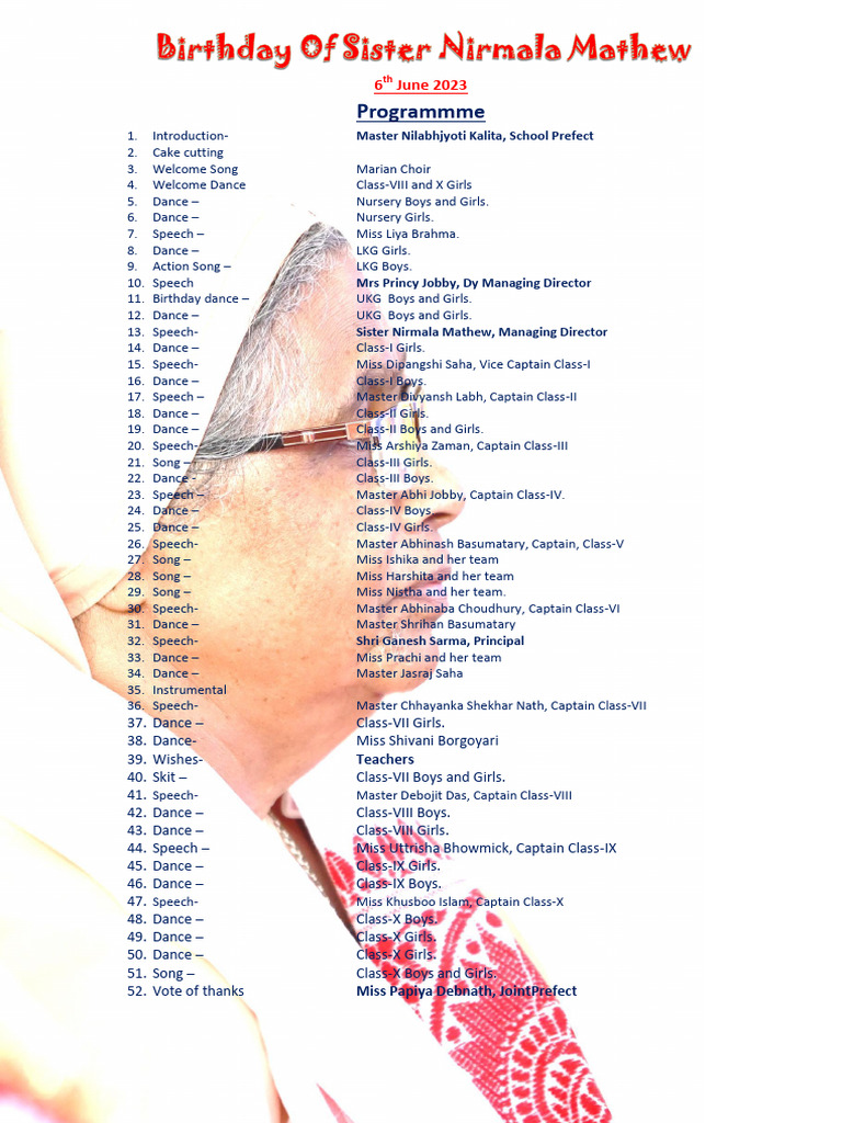 Sister Birthday Revised Programmme | PDF