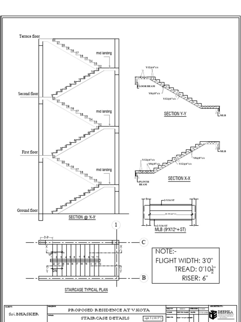 BHASKER Staircase Section Opt 3 | PDF | Gardens | Pedestrian Infrastructure