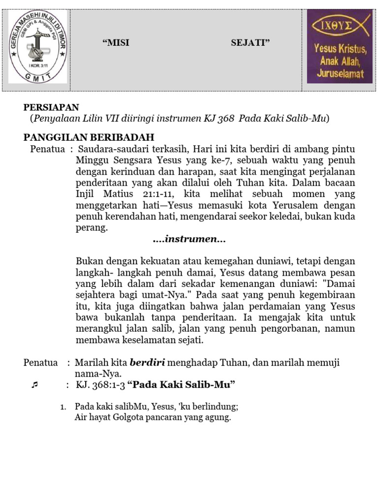 Liturgi Minggu Sengsara VII, 13 April 2025 | PDF