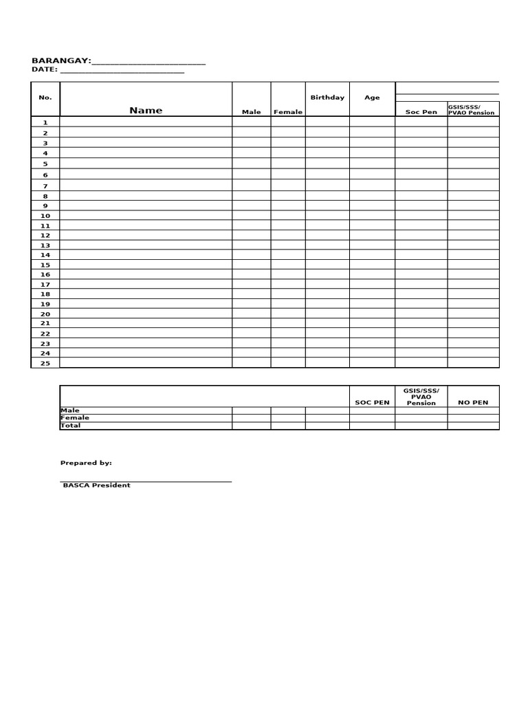 BASCA Pension Data Collection Form | PDF