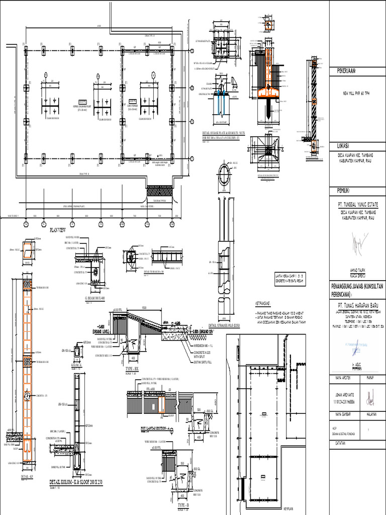 Denah dan Detail Fondasi KCP 60 TPH | PDF