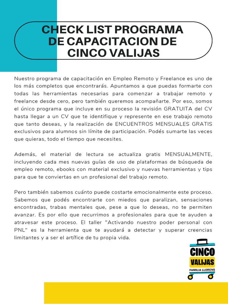 Checklist Programa de Capacitacion Paso a Paso | PDF