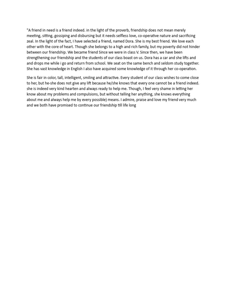 A Friend in Need Is A Friend Indeed | PDF