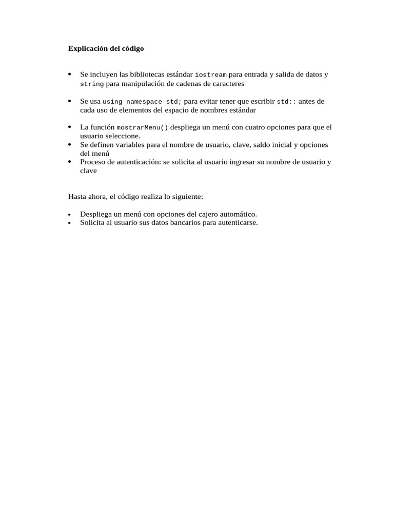 Explicación del código | PDF