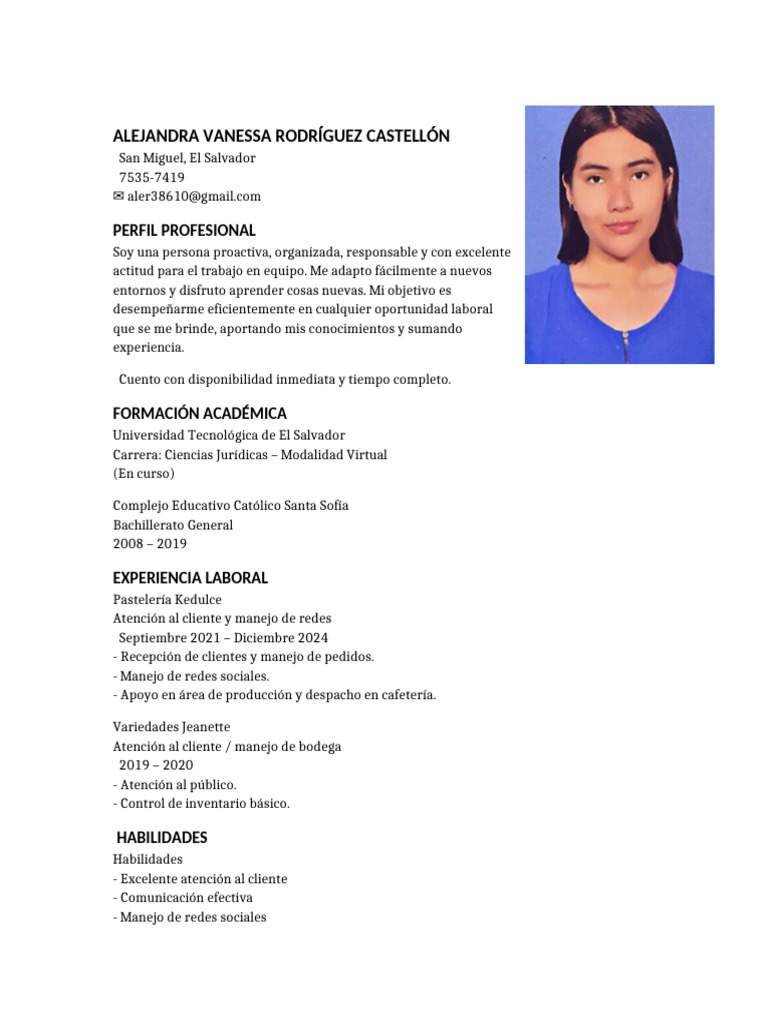 CV Alejandra Rodriguez Castellon | PDF
