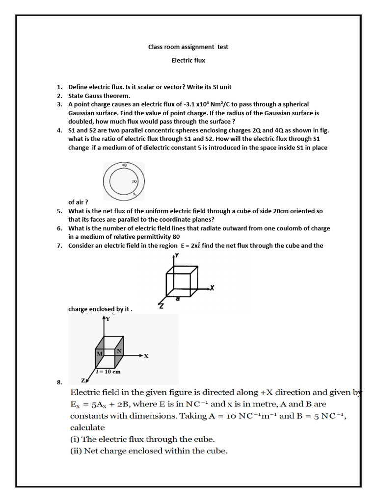 Electric Flux Concepts and Problems | PDF