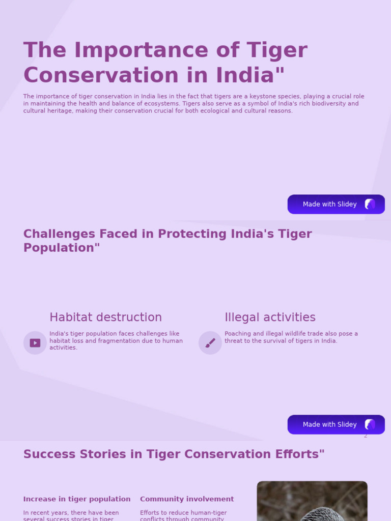 Tiger Conservation in India | PDF | Conservation Biology | Tiger