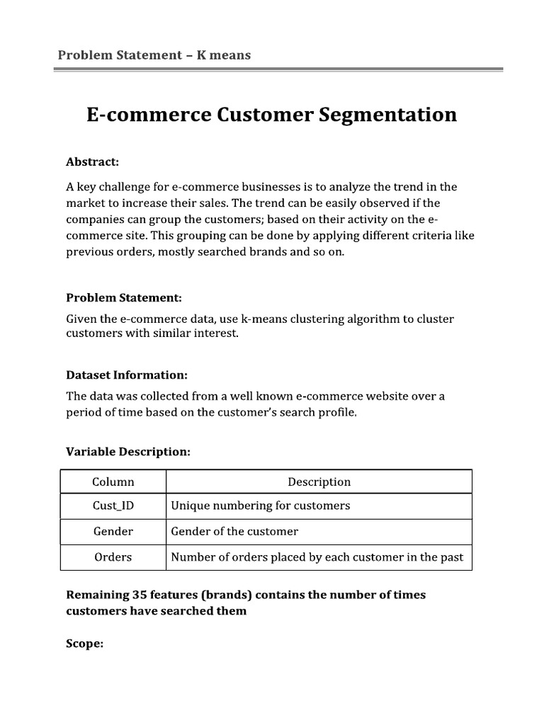 E-Commerce Problem Statement | PDF
