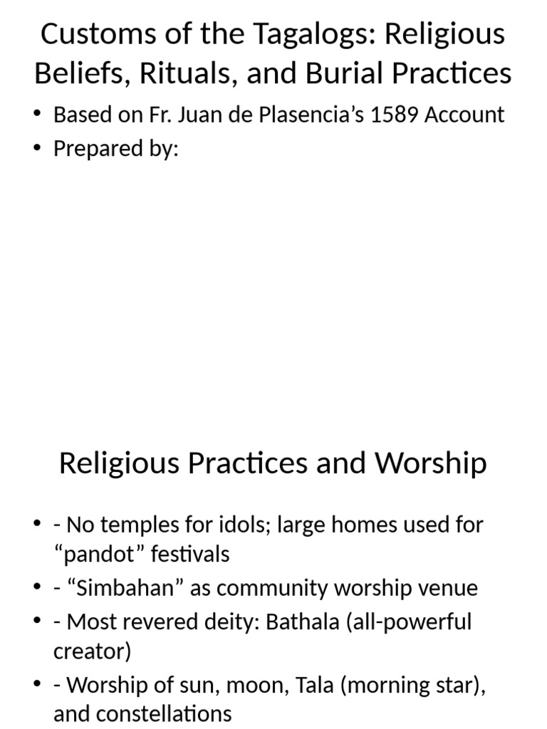 Tagalog Customs Religion and Burial Practices | PDF