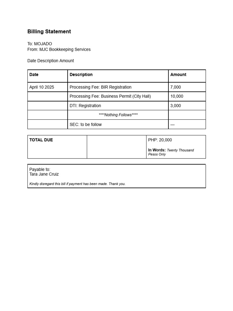 Billing Statement | PDF