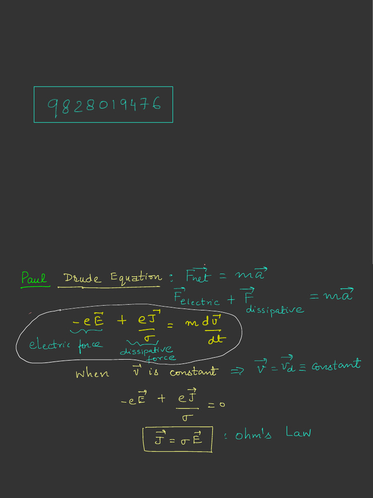 Drude Equation and Corbino Effect - 250530 - 234136 | PDF | Force ...
