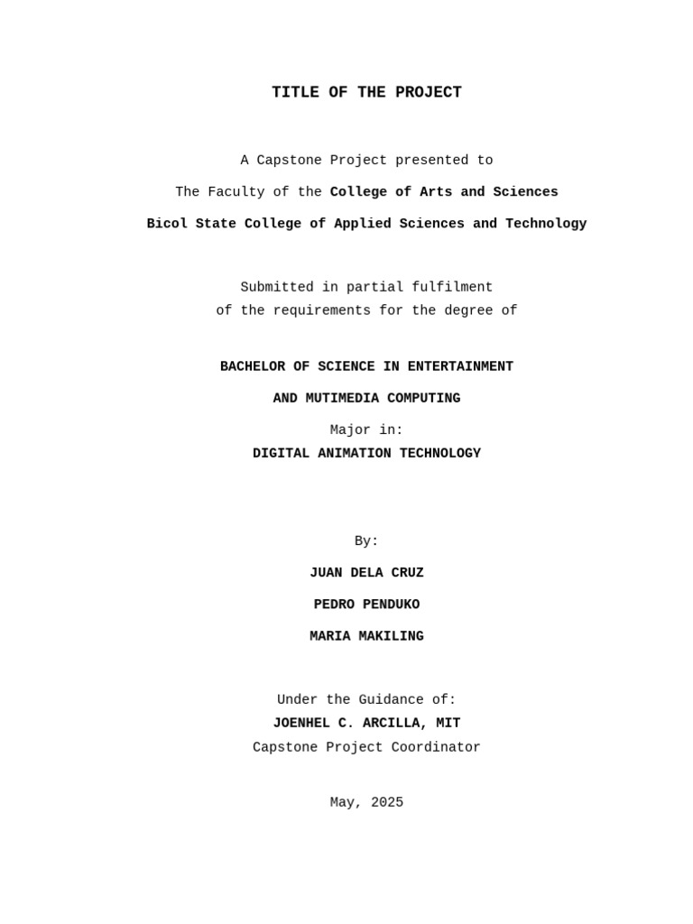 Manuscript Format Capstone Project | PDF | 3 D Computer Graphics | Graphics