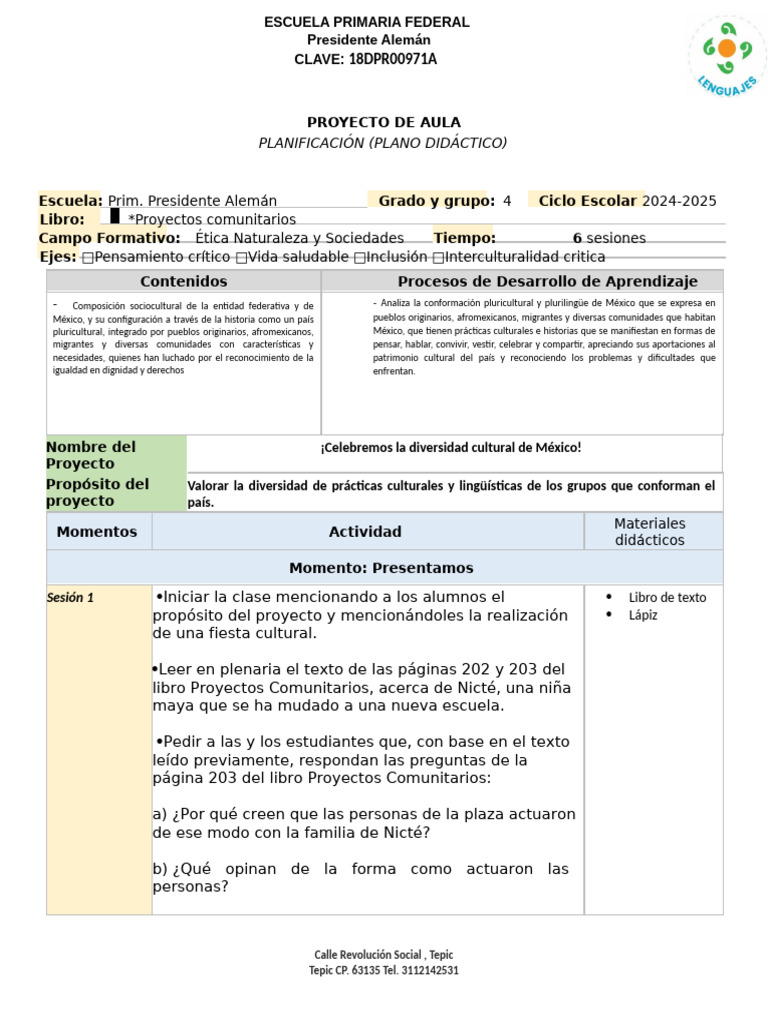 Planeación celebremos la diversidad cultural prim presidente aleman termina | PDF | México ...