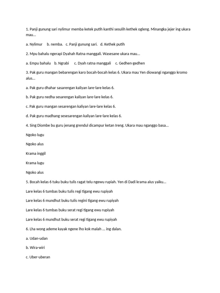 Kelas 6 B Jawa | PDF