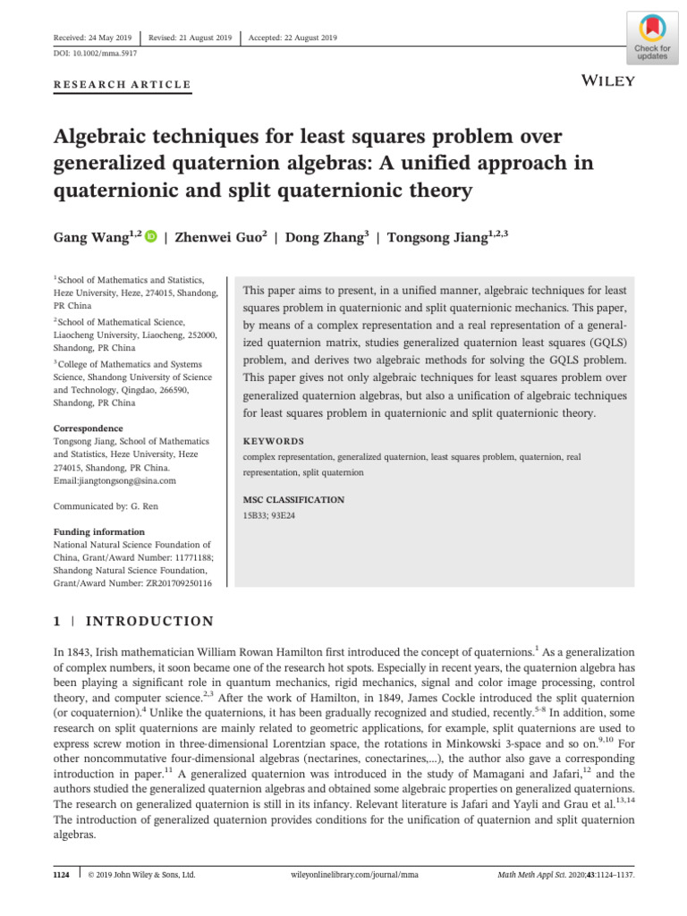 MMA-Algebraic Techniques For Least Squares Problem Over | PDF | Ring (Mathematics) | Algebraic ...