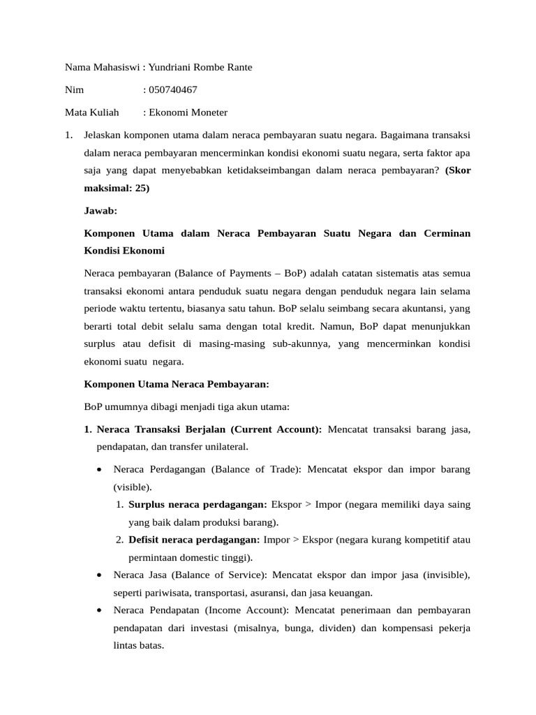 Jawaban Tugas 3 (Ekonomi Moneter) | PDF