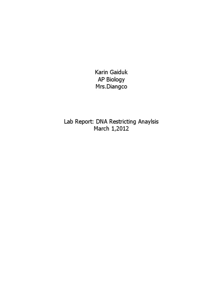DNA Lab Report | Download Free PDF | Gel Electrophoresis | Agarose Gel ...