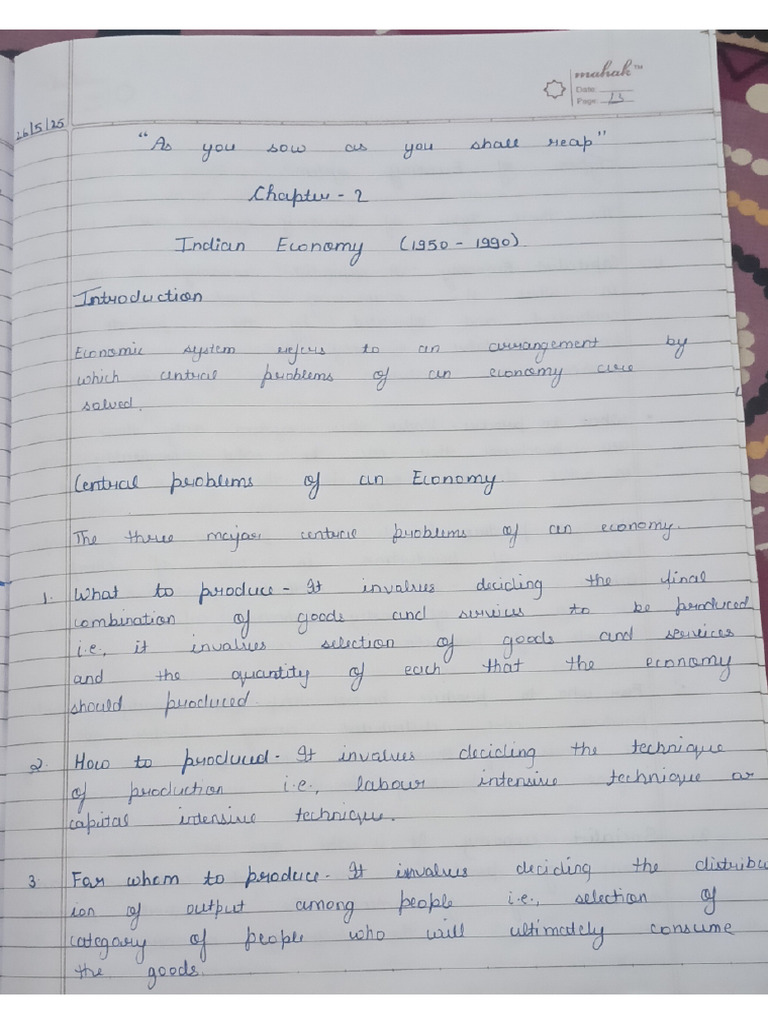 Indian Economic Development Chapter 2 | PDF