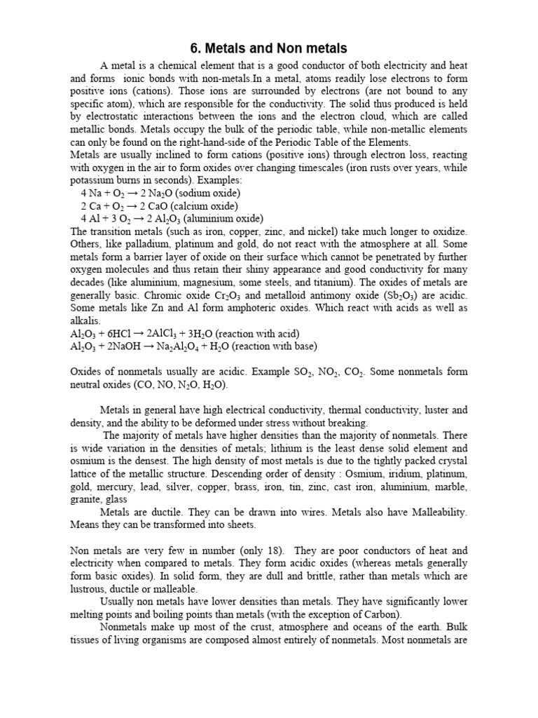 Metals and Non Metals | PDF | Metals | Aluminium