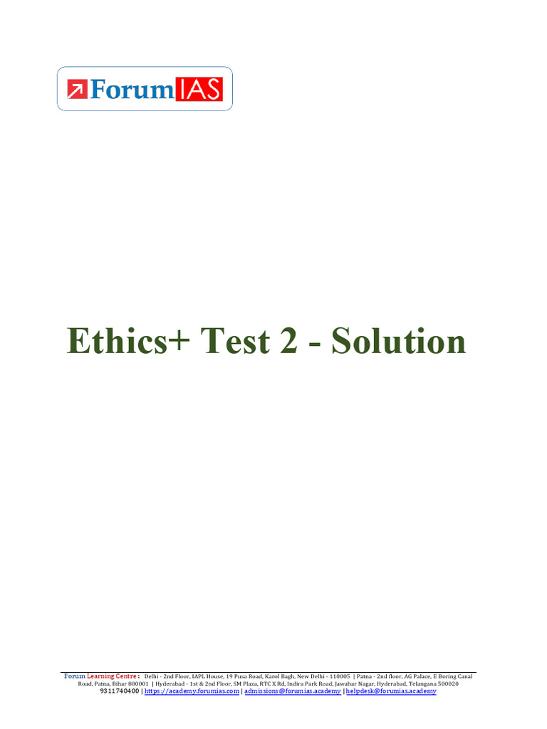Ethics Test 2 Solutions Overview | PDF | Virtue | Leadership