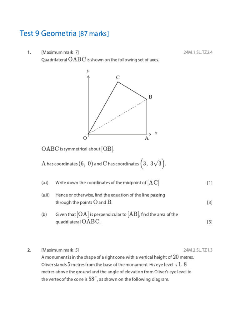 Geometry Test 9 Overview | PDF | Area | Euclidean Geometry