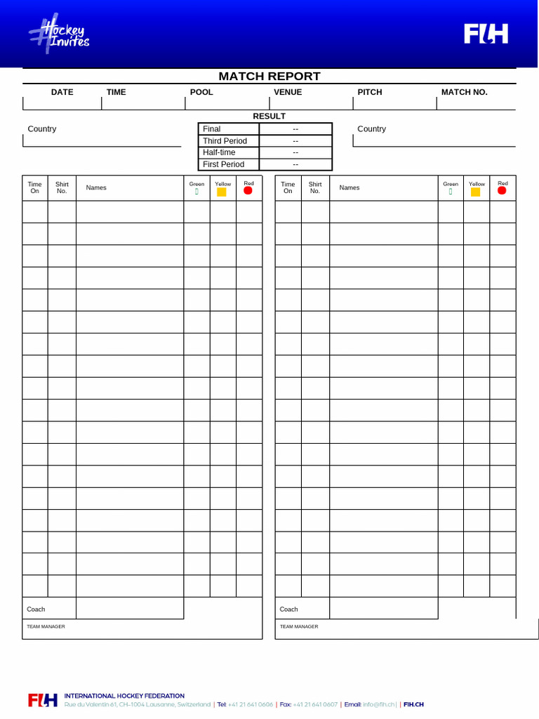 Match Report Template for Soccer/Rugby | PDF | Sports