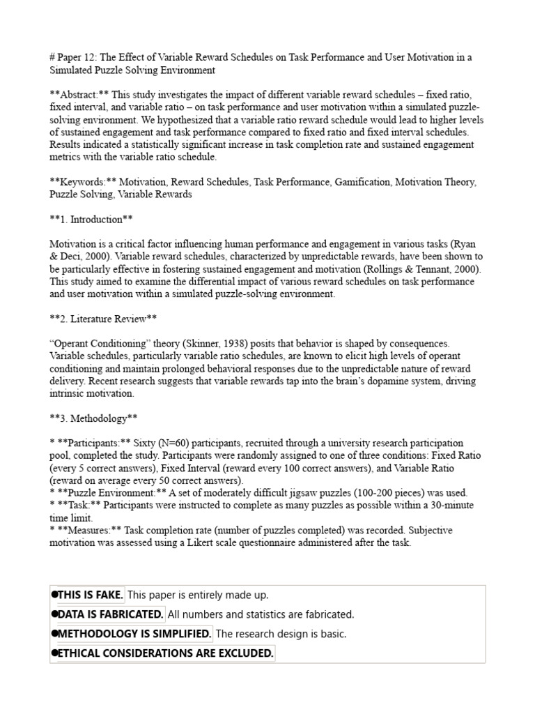 The Effect of Variable Reward Schedules On Task Performance and User ...