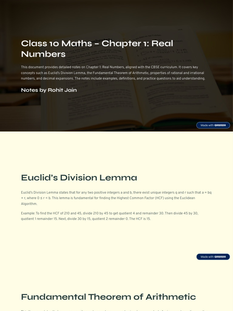 Class 10 Maths Chapter 1 Real Numbers | PDF | Numbers | Real Number