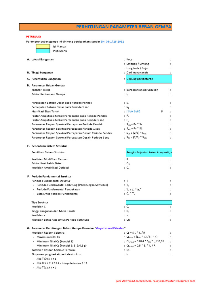 Perhitungan Beban Gempa SNI 03-1726-2012_Alif 048 | PDF