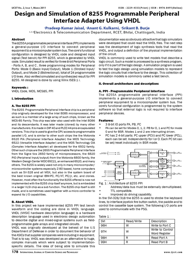 Design and Simulation of 8255 PPI | PDF | Electronic Engineering ...