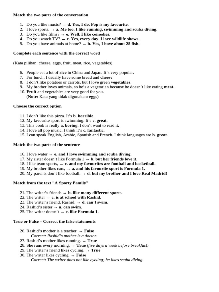 Match The Two Parts of The Conversation | PDF