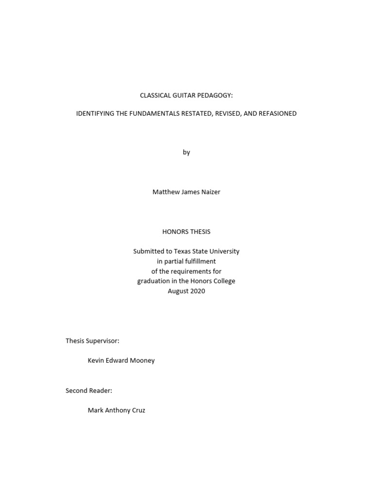 Classical Guitar Pedagogy (Thesis - Naizer) | PDF | Harmonic | String ...