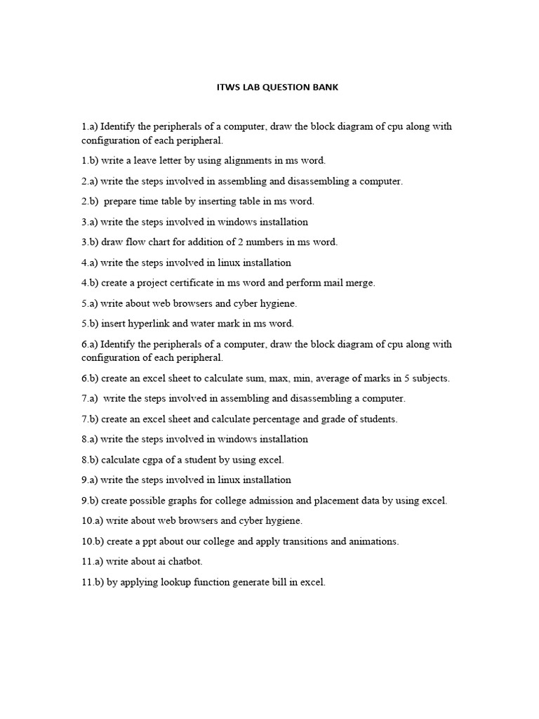 Itws Question Bank | PDF