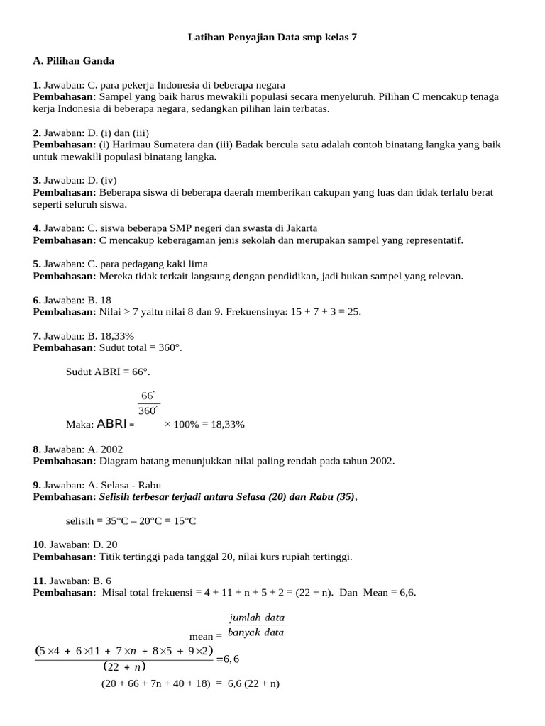Latihan Penyajian Data | PDF