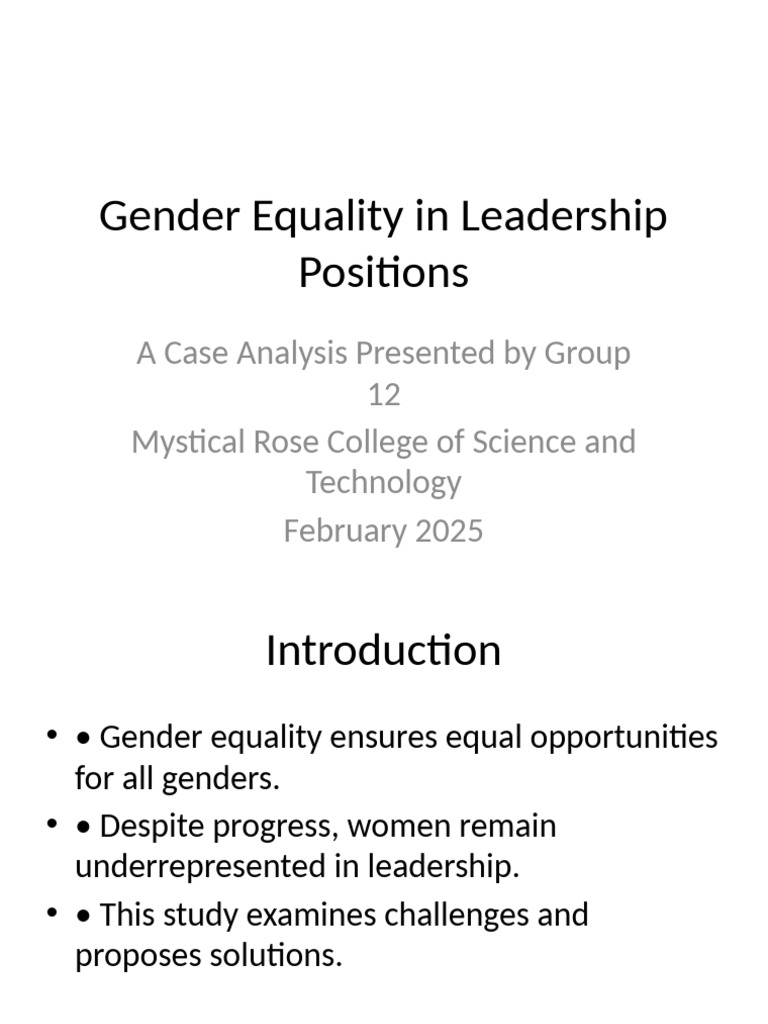 Gender Equality in Leadership Presentation | PDF