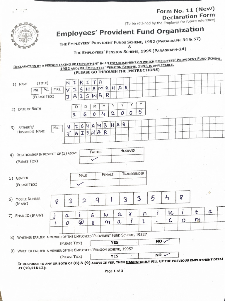 Nikita Jaiswal EPFO | PDF