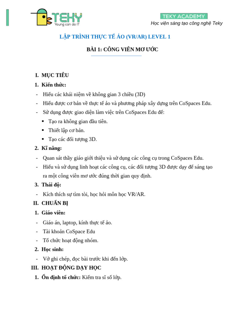 Bai 1. Cong Vien Mo Uoc | PDF