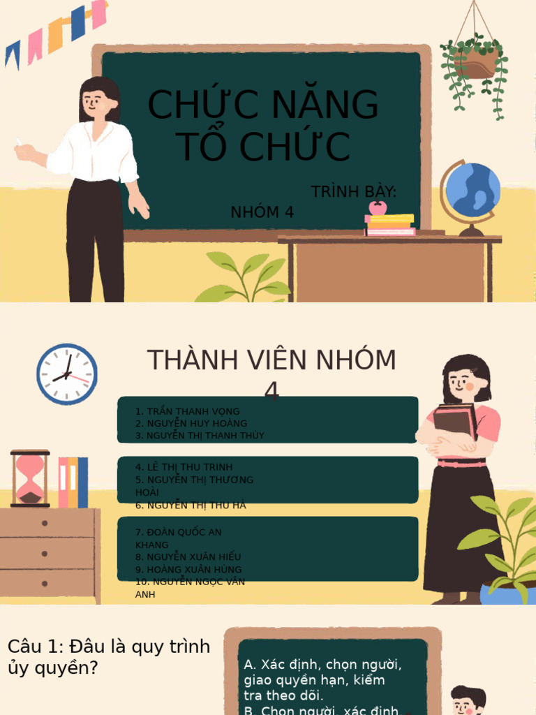 CH C Năng T CH C: Trình Bày: Nhóm 4 | PDF