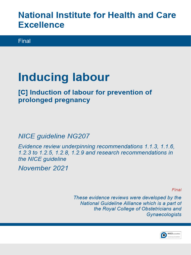 Induction of Labour Guidelines NG207 | PDF | Childbirth | Caesarean Section