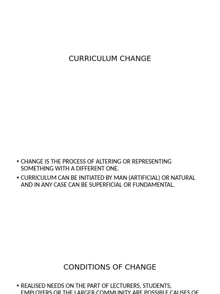 Curriculum Change | PDF | Cognition | Learning