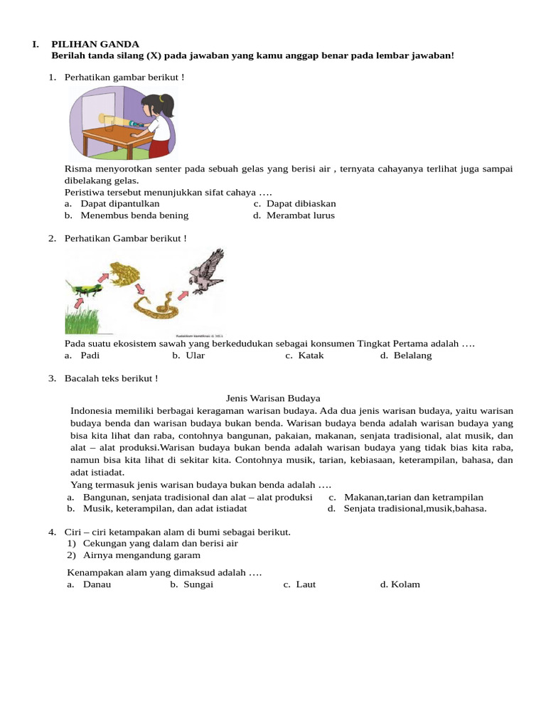 Soal Mapel Ipas KLS Vi Ujian Sekolah SD | PDF