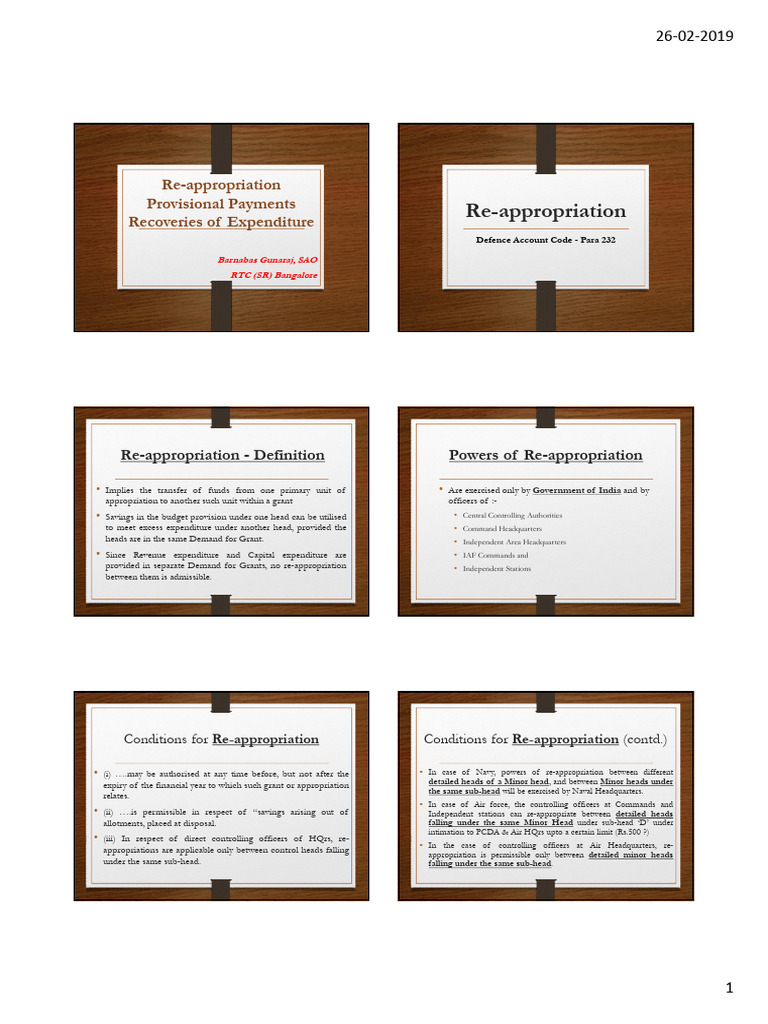 3 - Reappropriation Provisional Payments Accounting of Recoery | PDF ...