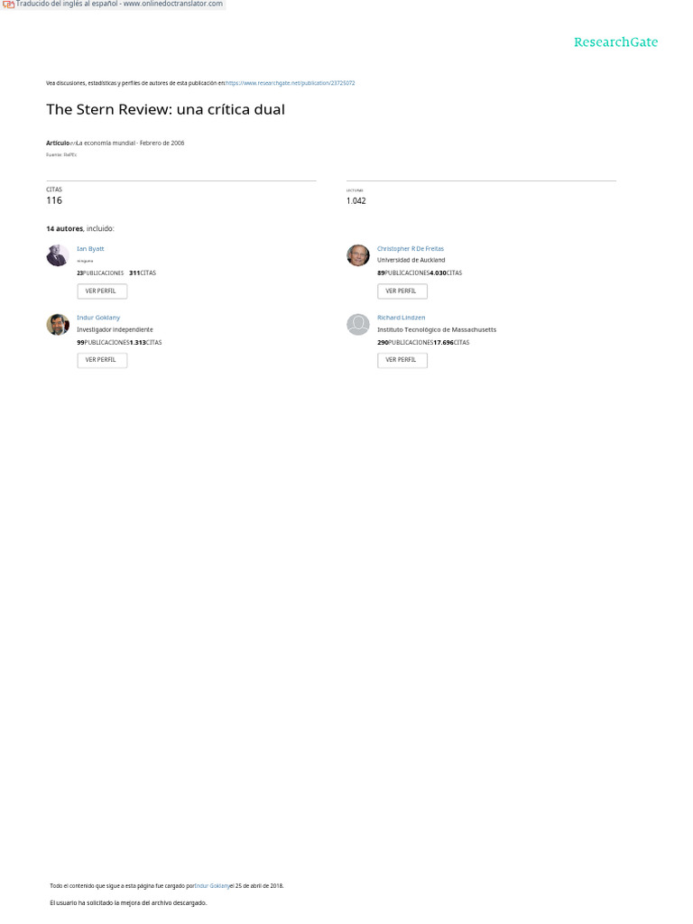 The Stern Review a Dual Critique.en.Es | PDF | Cambio climático ...