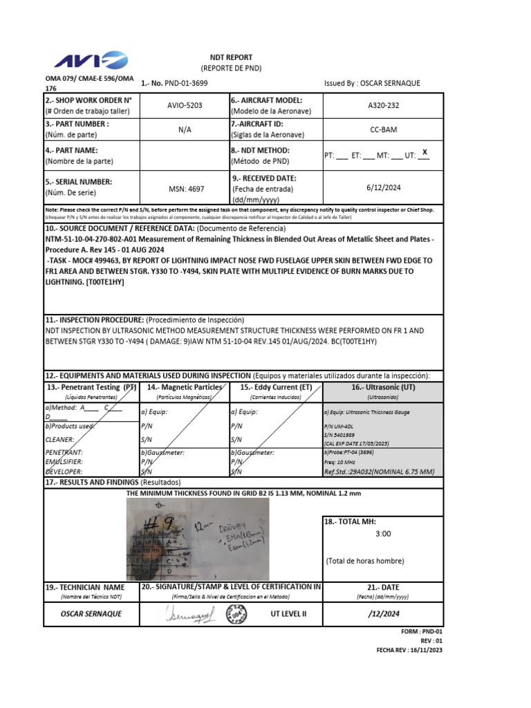 Cc-Bam-Ut-Fr 1 and BTW STGR Y330 To Y494-Ndt Report-3699-06!12!2024-Latam | PDF | Nondestructive ...